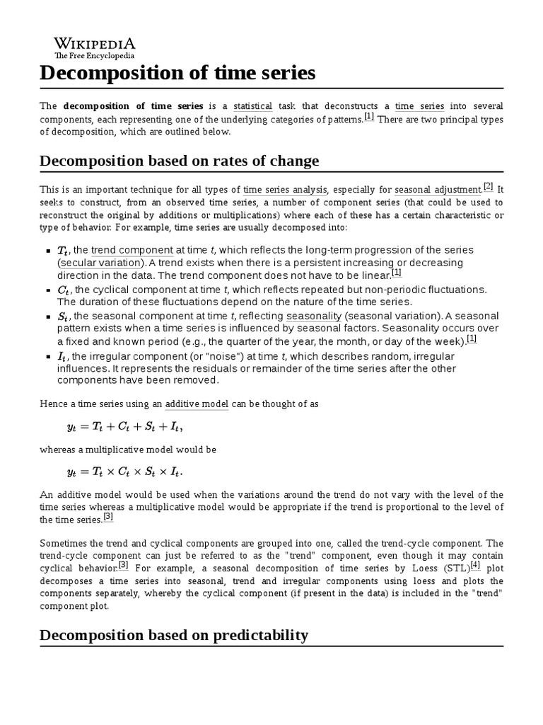 Decomposition Of Time Series Pdf Seasonality Statistical Inference