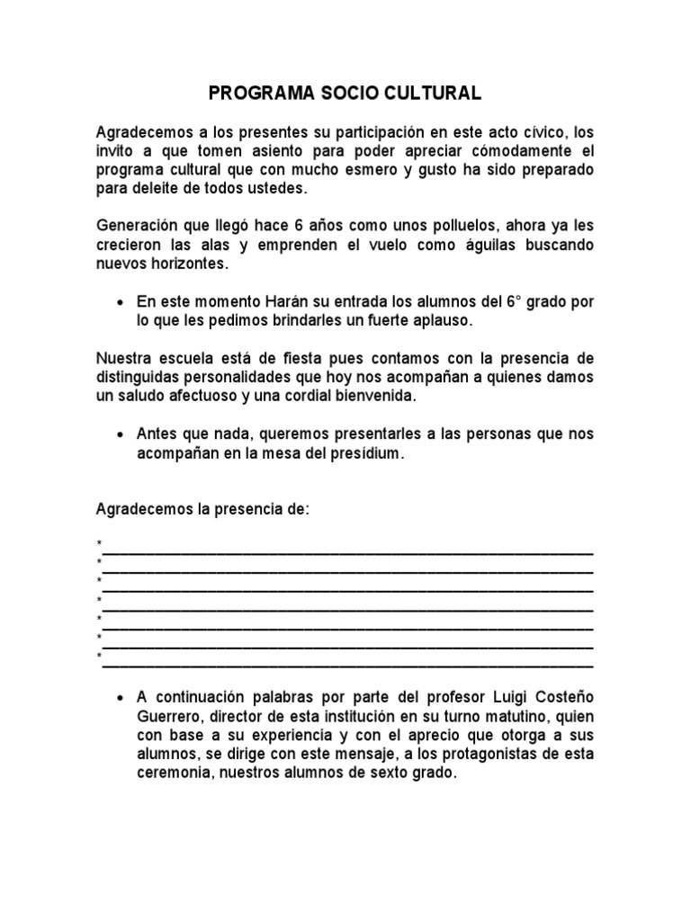 Programa Socio Cultural Clausura 22-23 | PDF