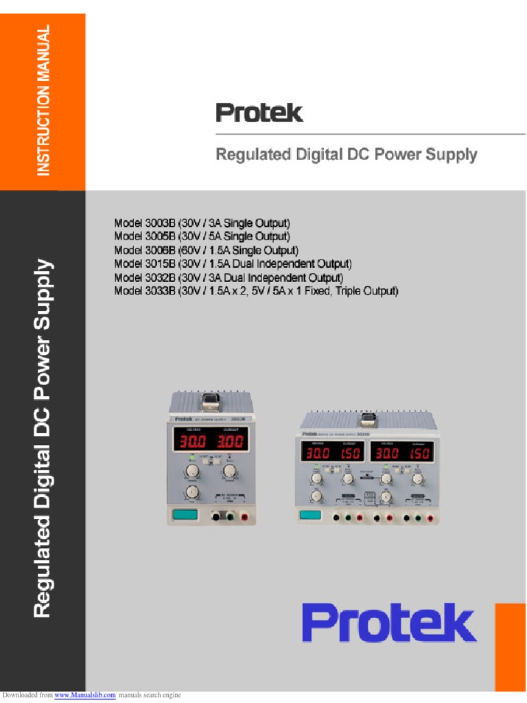 Protek 3003b 3005b 3006b 3015b 3032b 3033b DC Power Supply User Manual | PDF | Power Supply ...