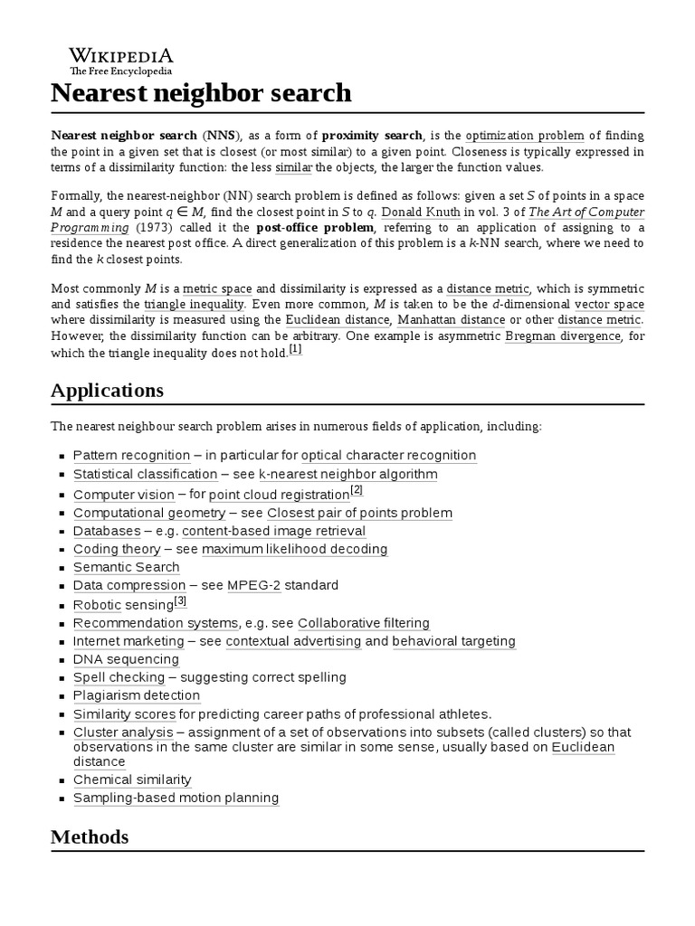 Nearest Neighbor Search | PDF | Cybernetics | Applied Mathematics