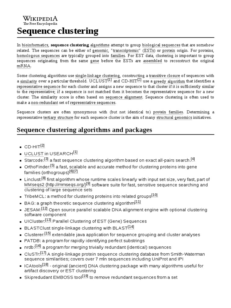 Sequence Clustering | Download Free PDF | Dna Sequencing | Bioinformatics