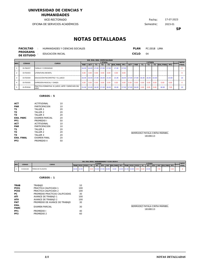 Reporte Notas Detalladas 2018001177 | PDF