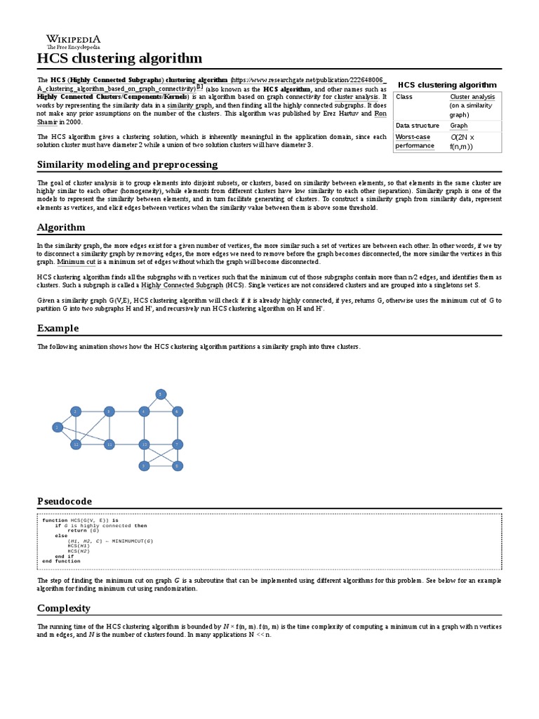 HCS Clustering Algorithm | PDF | Computational Complexity Theory | Algorithms And Data Structures