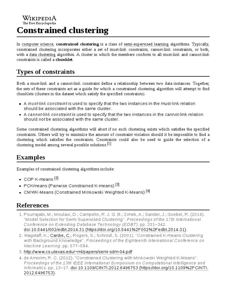Constrained Clustering Pdf Cluster Analysis Algorithms And Data Structures