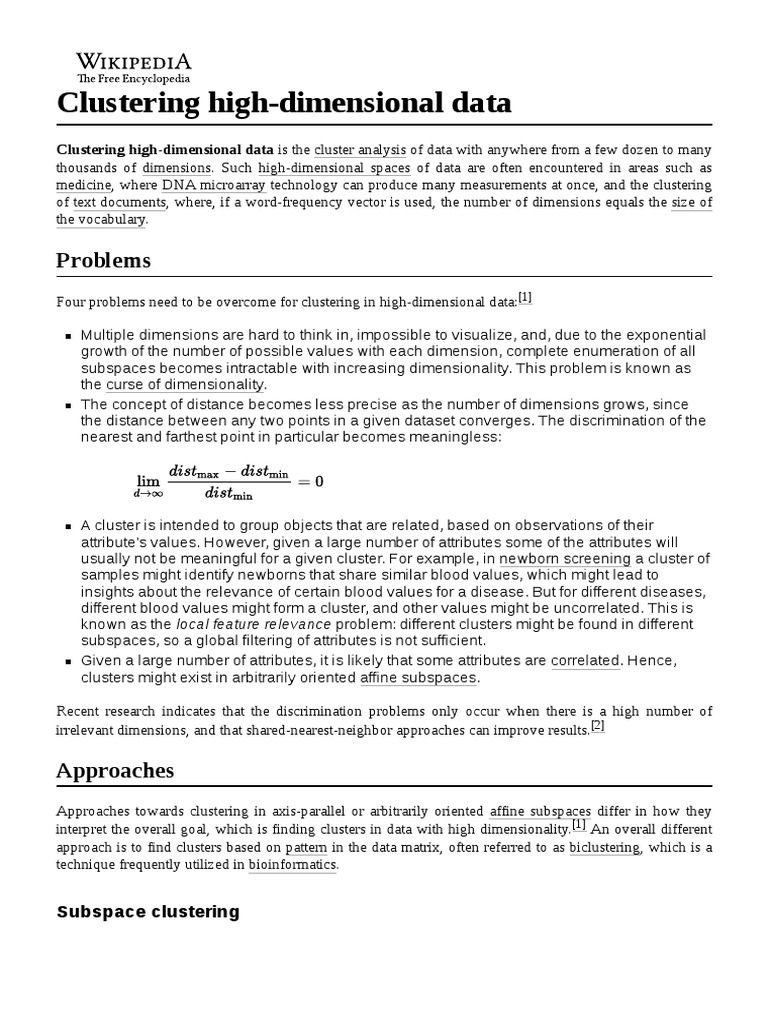 Clustering High Dimensional Data Pdf Data Analysis Information
