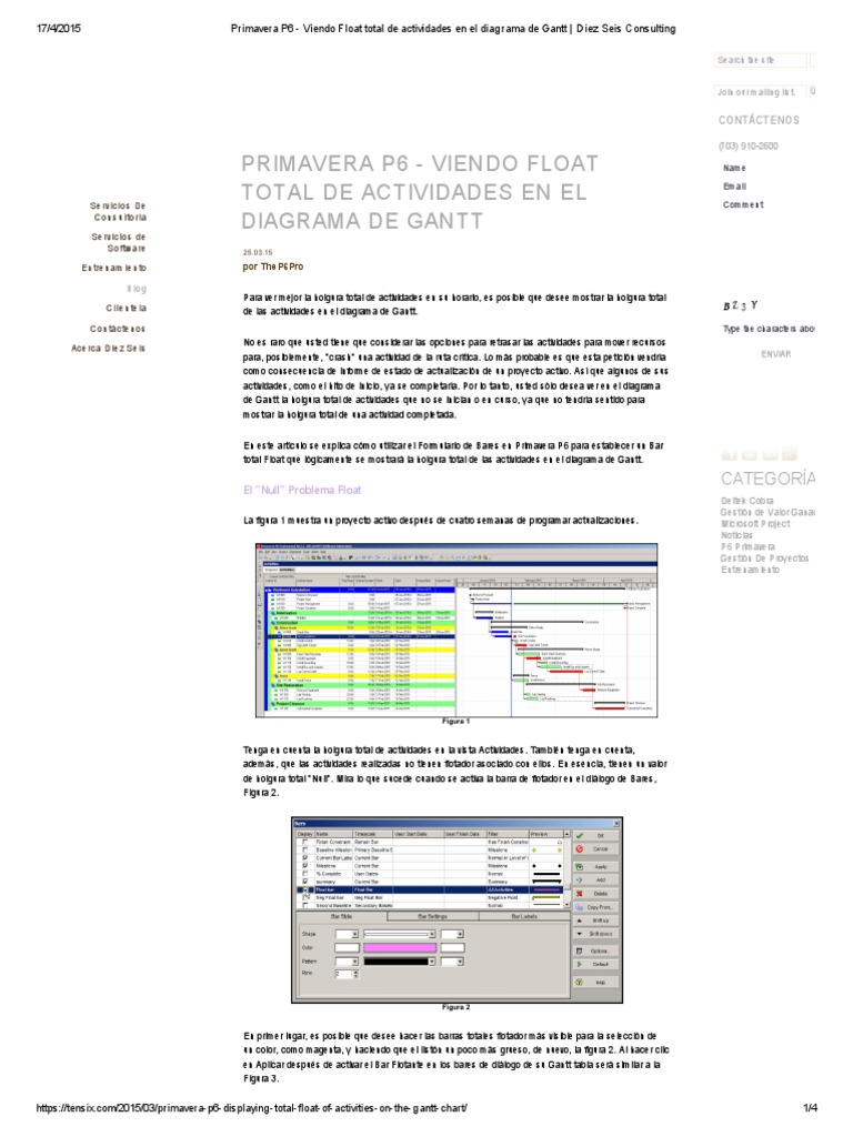 Primavera P6 Viendo Float Total de Actividades en El Diagrama de Gantt ...