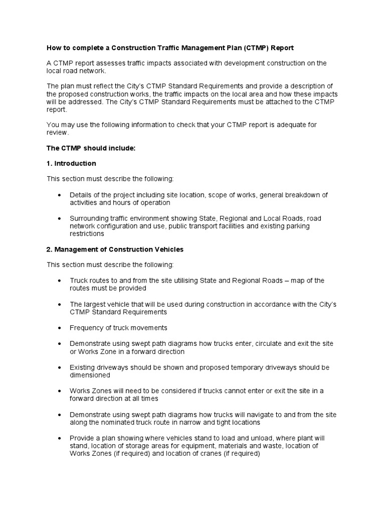 How to prepare a construction traffic management plan report 04-2023 ...