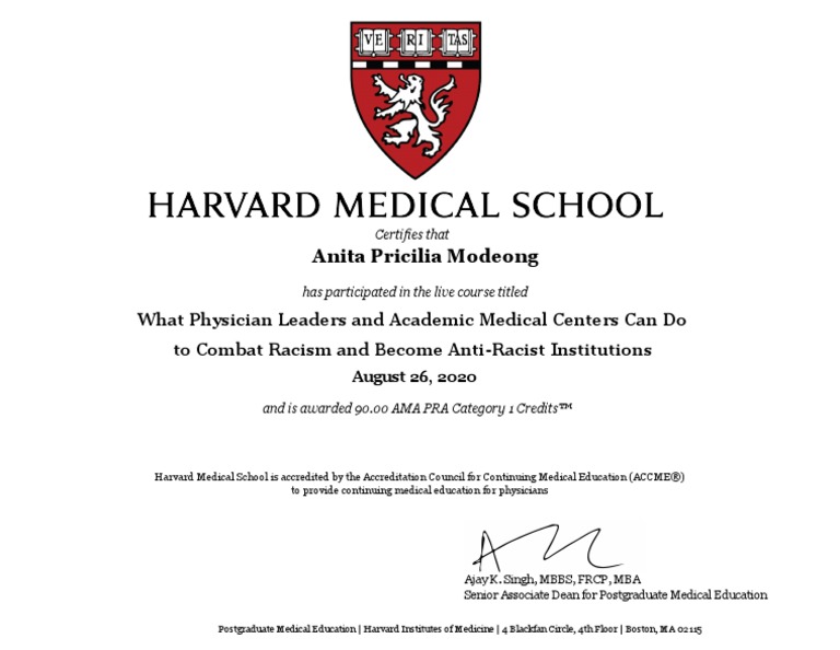 Harvard Certificate | PDF