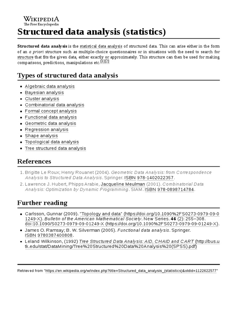 Structured Data Analysis (Statistics) | PDF