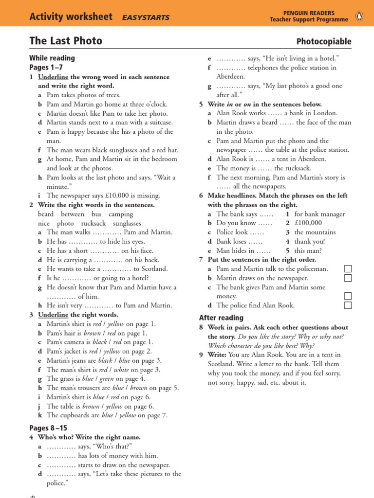 Last Photo Activity Worksheet | PDF