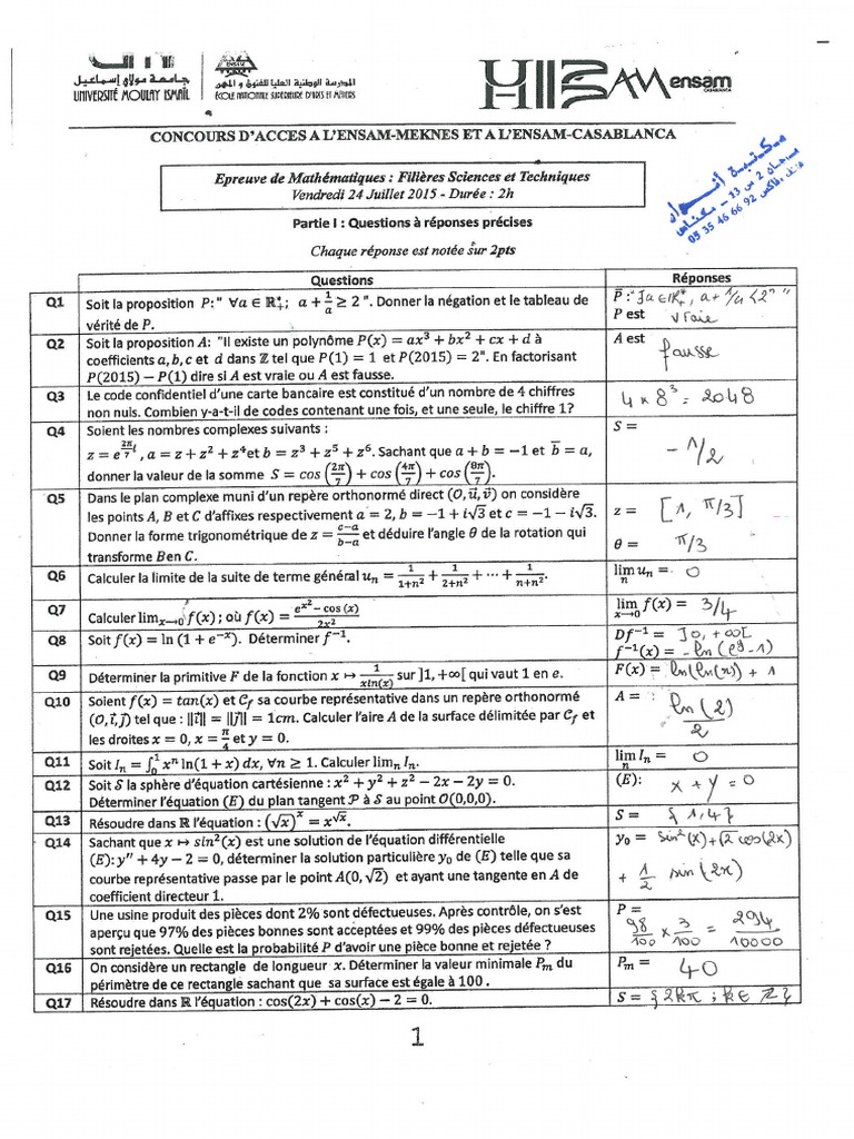 ensam-maths-svt-2015-corrige | PDF