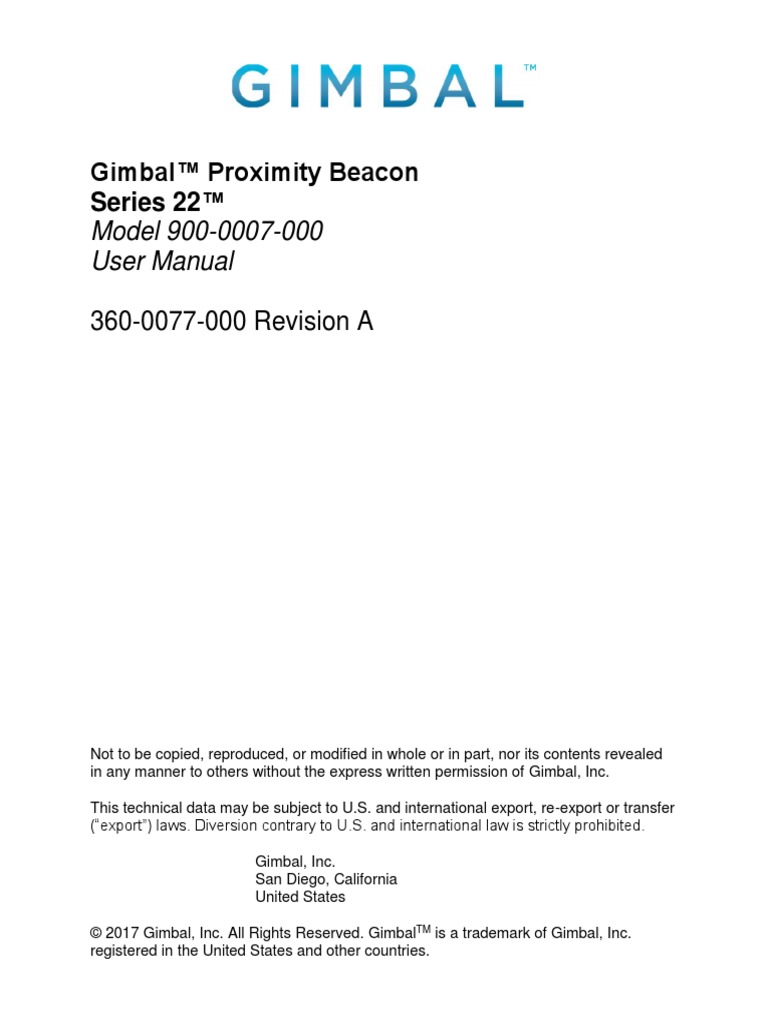 Gimbal Proximity Beacon Series 22 User Manual | PDF | Ios ...