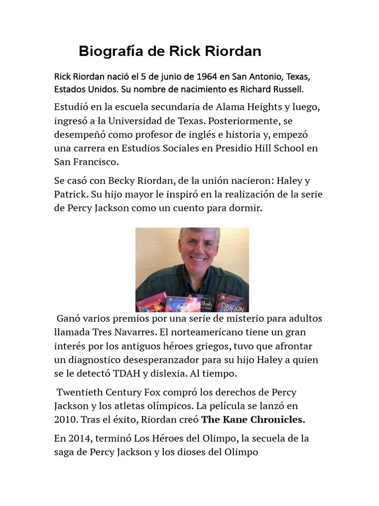 Biografía de Rick Riordan | PDF