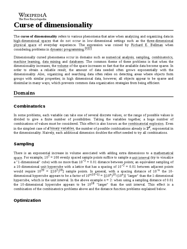 Curse of Dimensionality | PDF | Statistics | Cybernetics