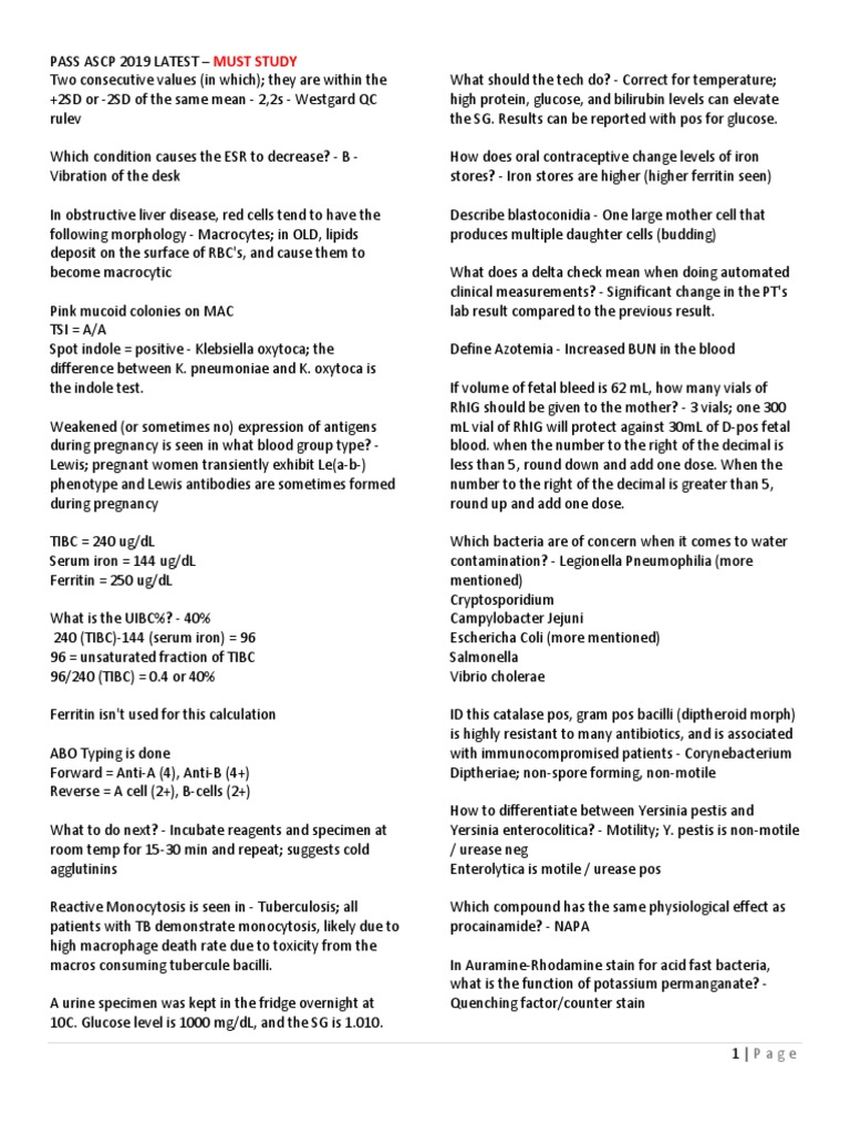 Pass Ascp 2020 Latest | PDF | Blood Type | Anatomy