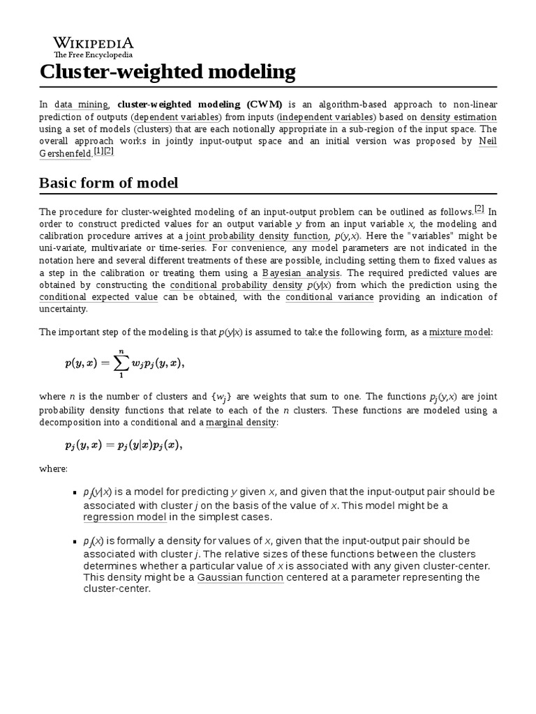 Cluster-Weighted Modeling | Download Free PDF | Statistical Theory | Applied Mathematics