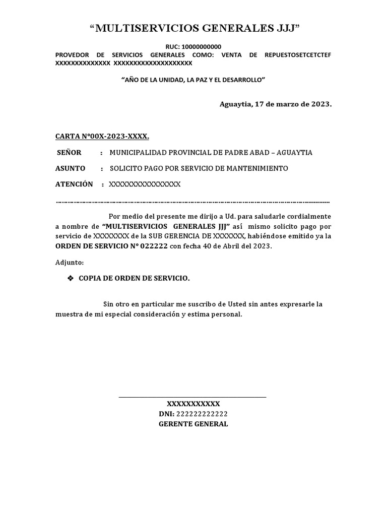 Modelo Solicitud de Pago. | PDF