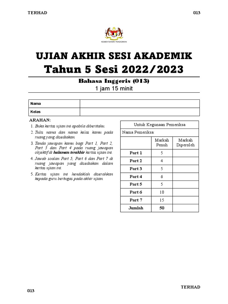 BI Tahun 5 Uasa | PDF