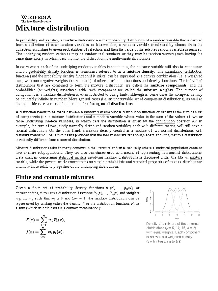 Mixture Distribution | PDF | Probability Distribution | Random Variable