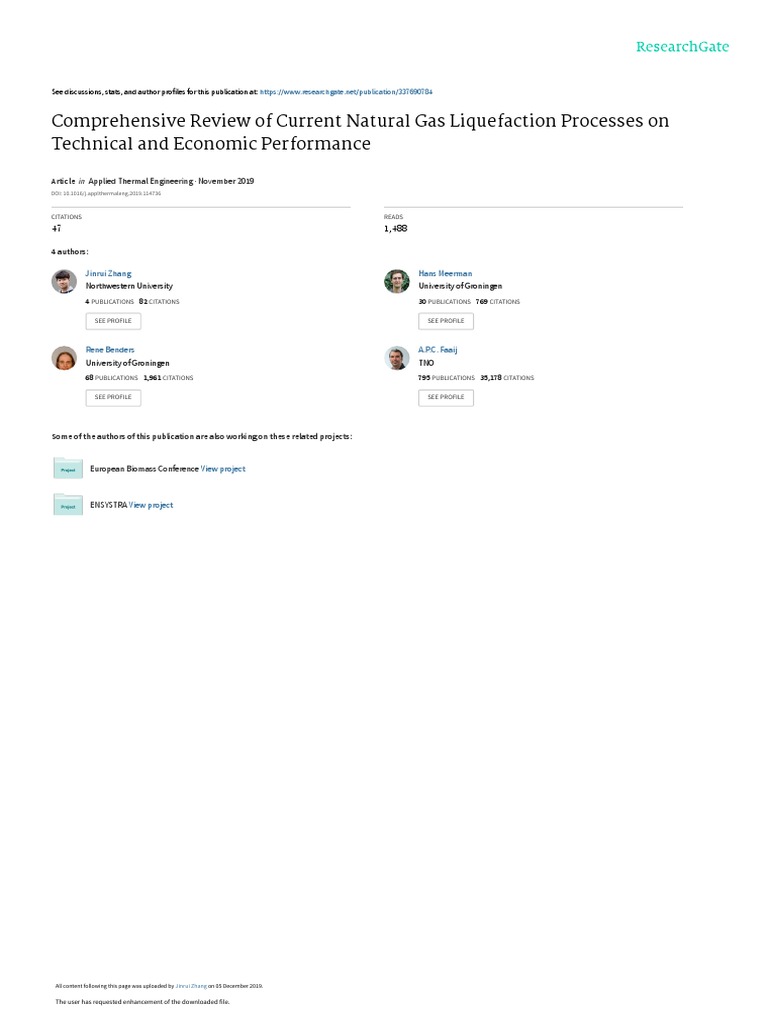 Comprehensive Review of Current LNG Processes | PDF | Liquefied Natural ...