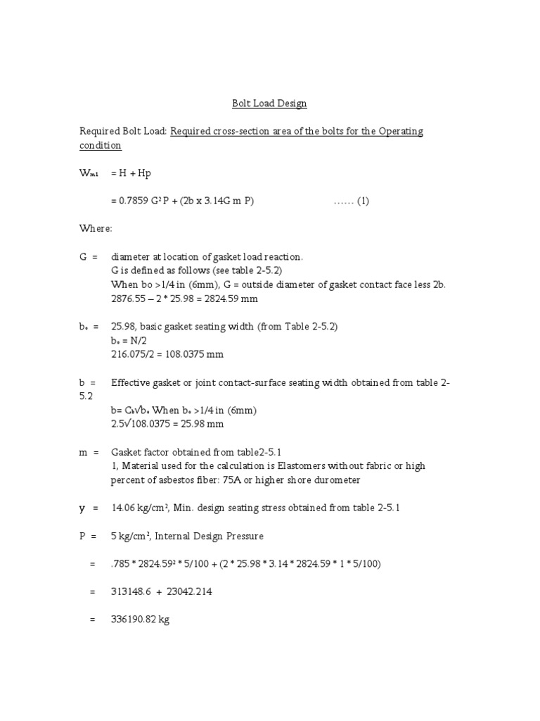 Bolt Load Design Calculation | PDF | Civil Engineering | Applied And ...