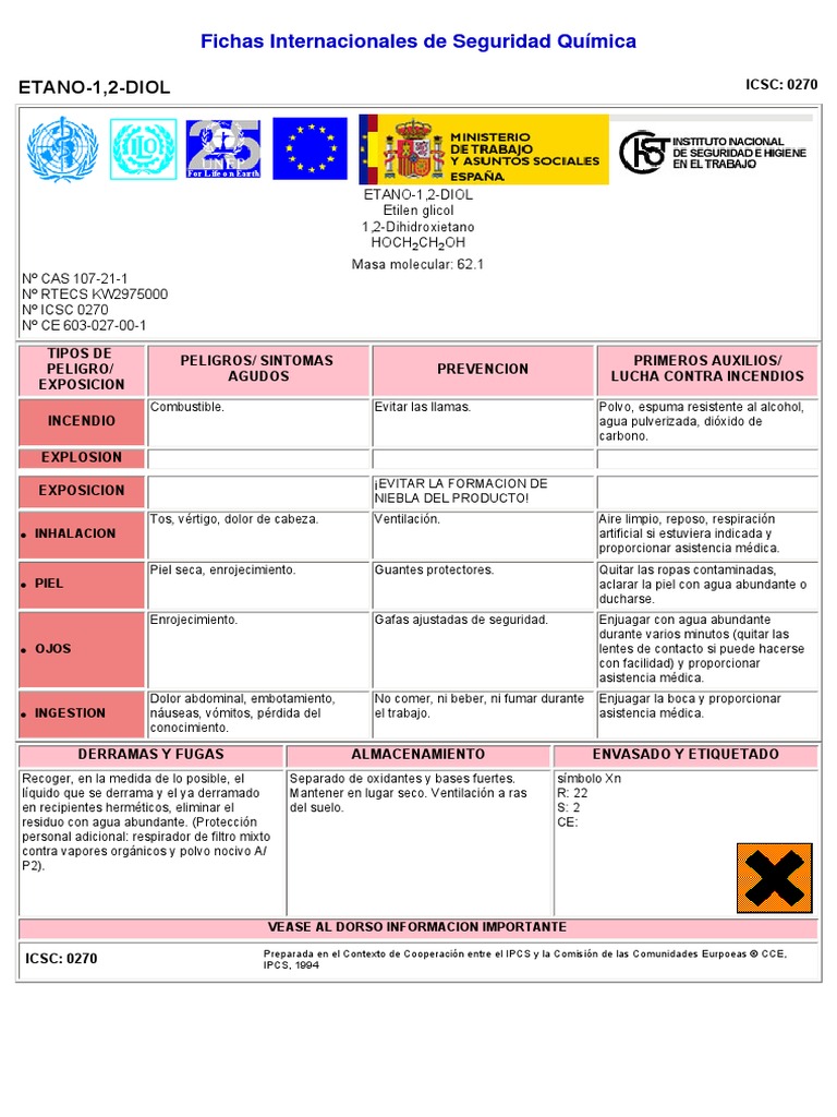 Etilenglicol Ficha Seguridad | PDF | Agua | Química