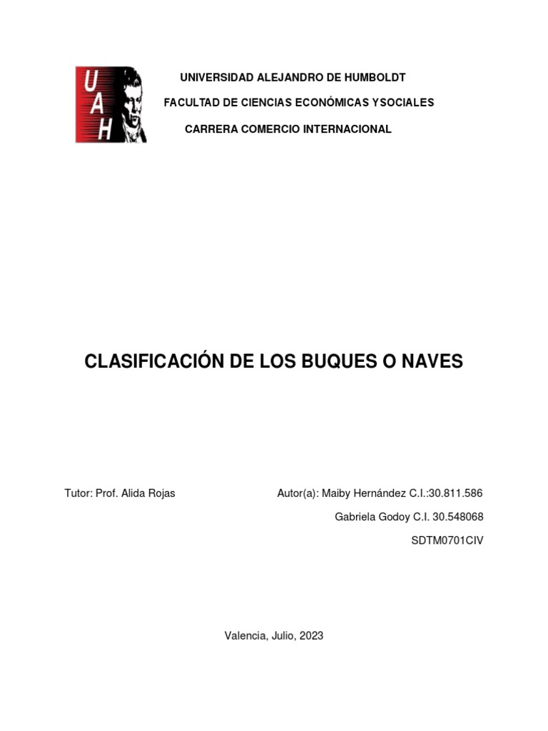Clasificación de Tipos de Buques | PDF | Buque de vapor | Buques