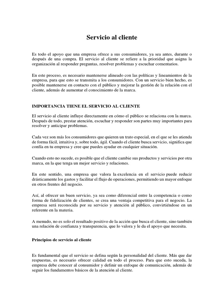 Servicio Al Cliente | PDF | Servicio al Cliente | Business