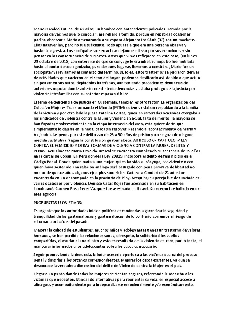 Mario Osvaldo Tut Ical de 42 Años | PDF | La violencia contra las ...
