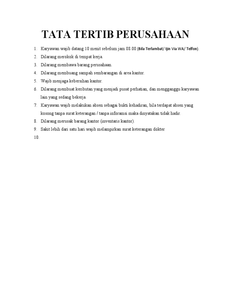 Tata Tertib Perusahaan | PDF
