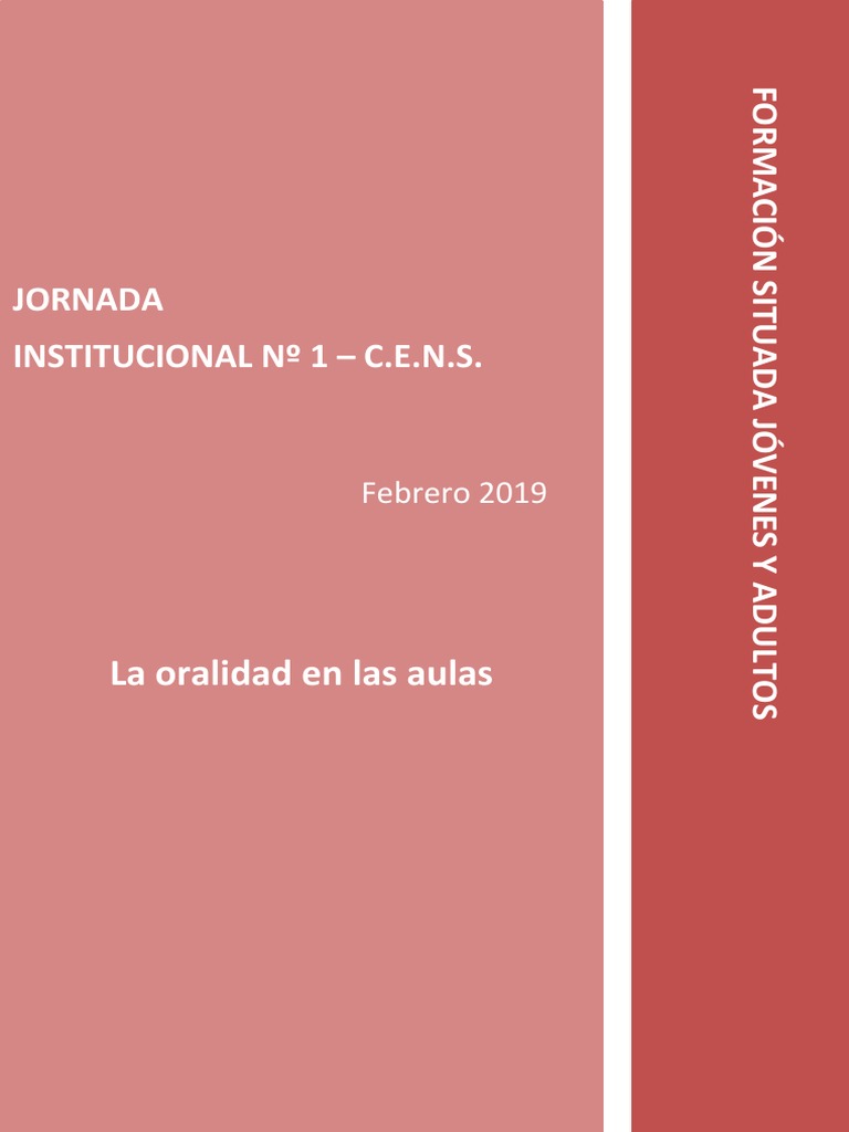 Jornada Nâº 1 Cens-F.s. La Oralidad en El Aula | PDF | Aprendizaje | Enseñando