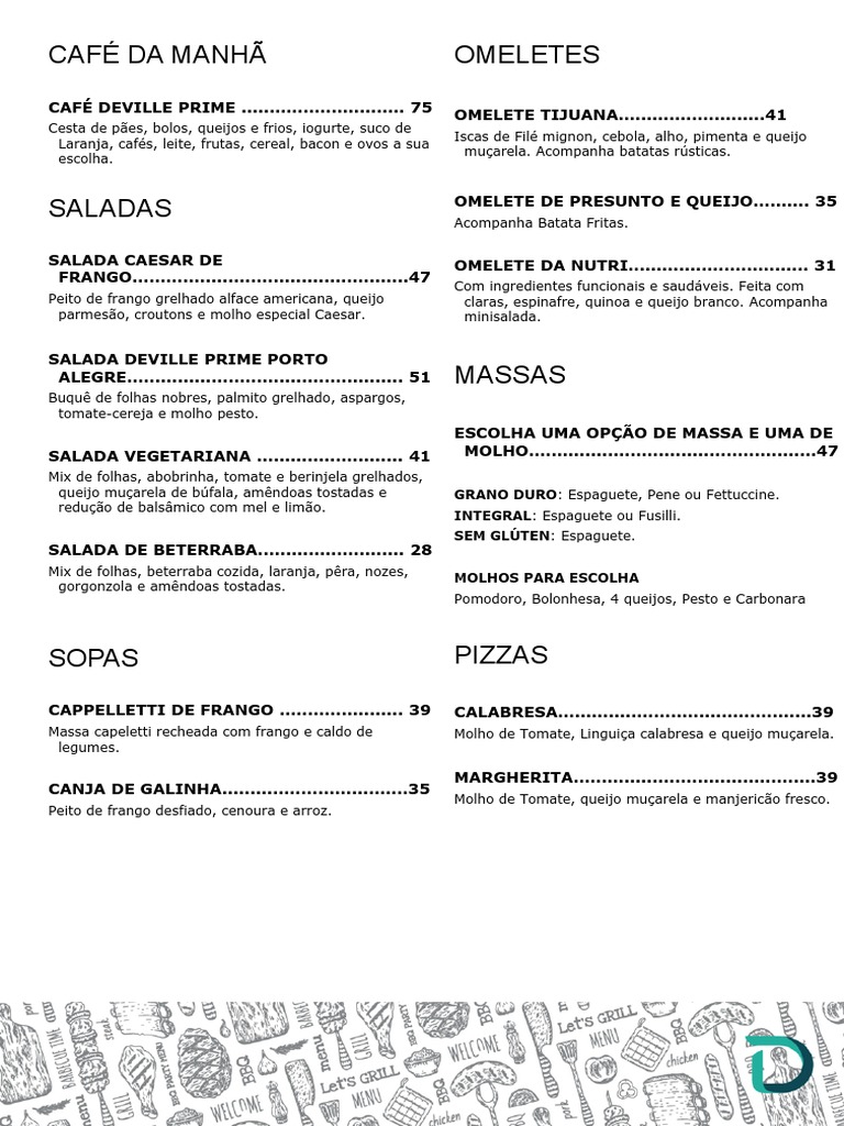 Cardápio Completo do Café Deville | PDF | Caldo | Alimentos