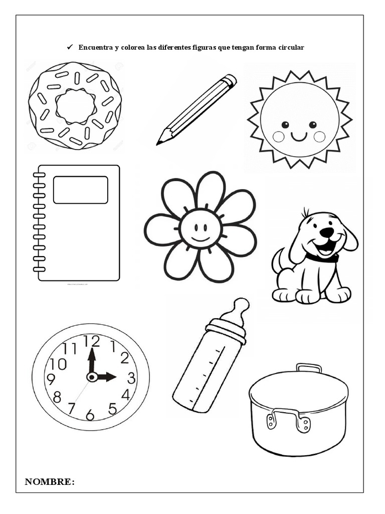 Encuentra y Colorea Las Diferentes Figuras Que Tengan Forma Circular | PDF