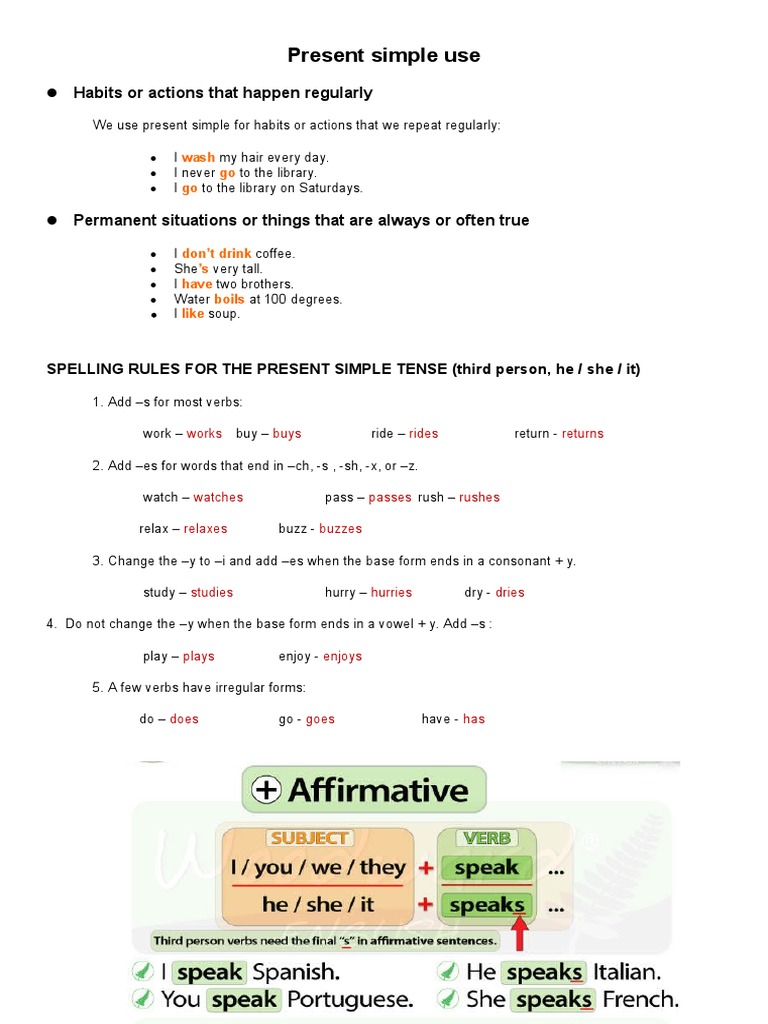 Present simple use | PDF