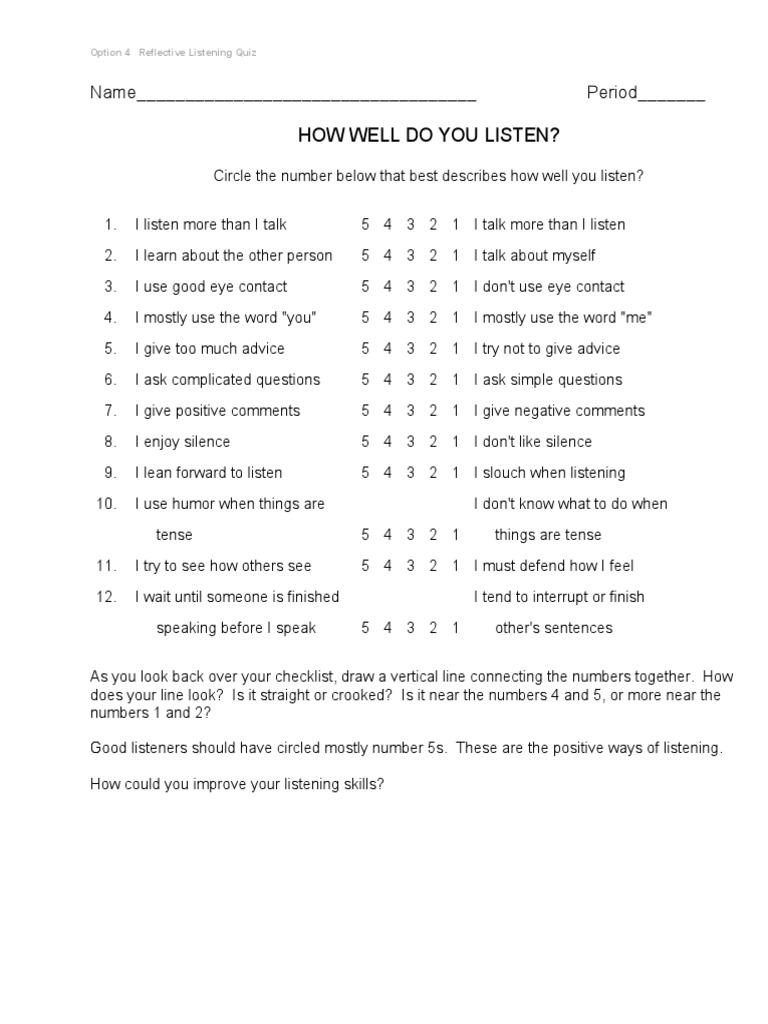 How Well Listen Quiz | PDF