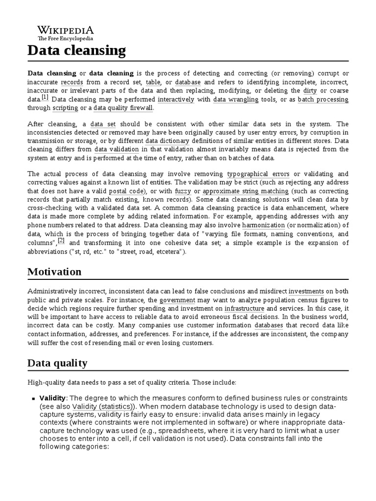 Data Cleansing | PDF | Information Science | Cybernetics