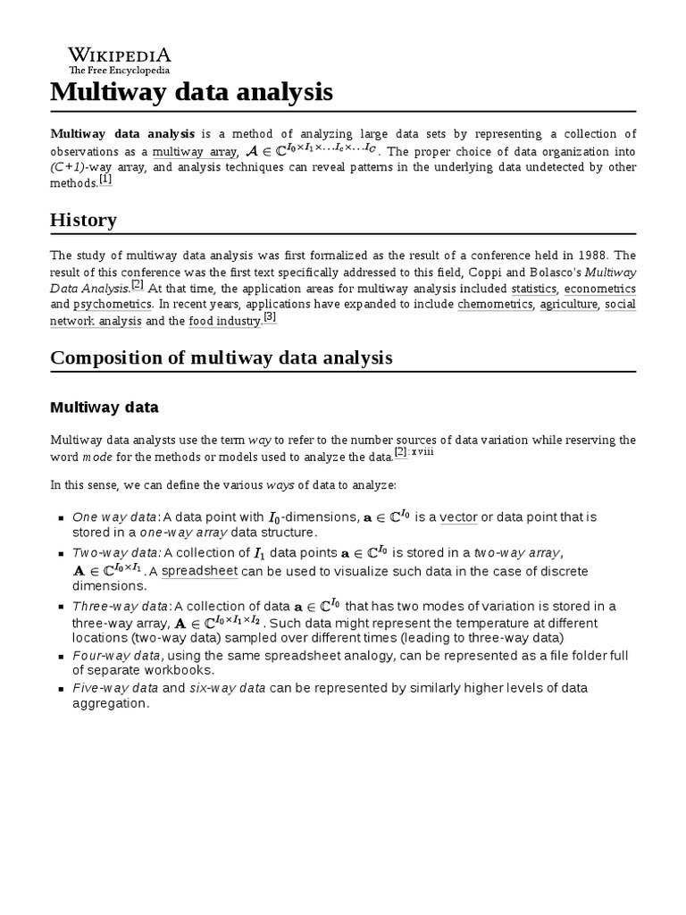 Multiway Data Analysis Pdf Data Applied Mathematics