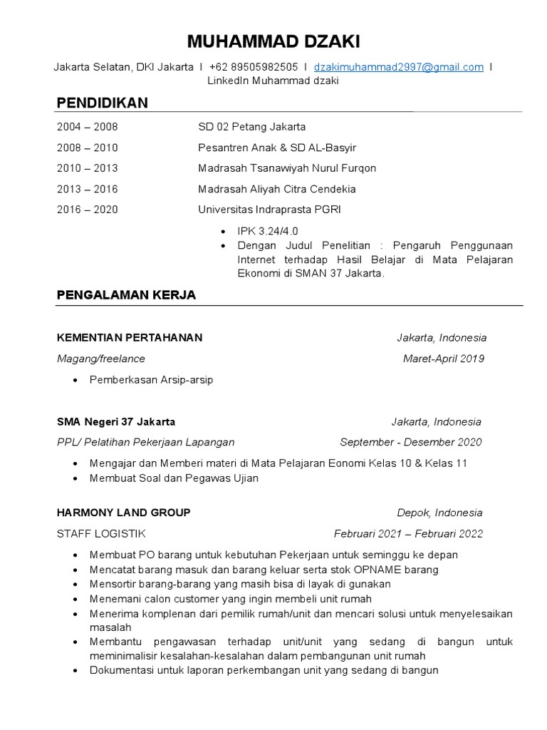 Profil Karier Muhammad Dzaki | PDF | Karier & Perkembangan | Bisnis