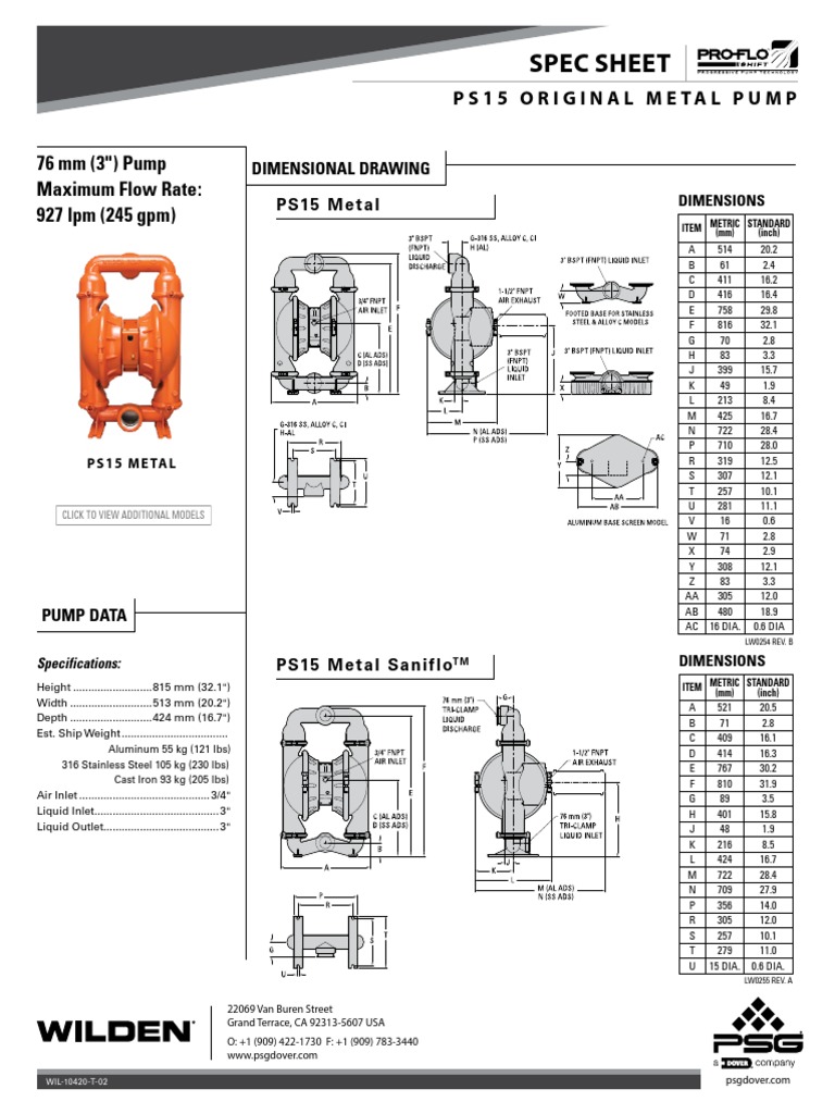 ps15 Metal Spec Sheet | PDF | Bienes manufacturados | Ingeniería mecánica