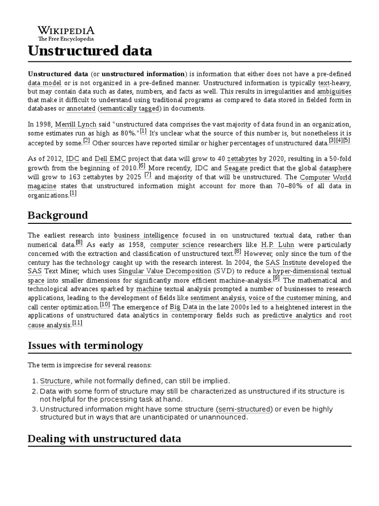 Unstructured Data | PDF | Information Technology Management | Cognitive Science