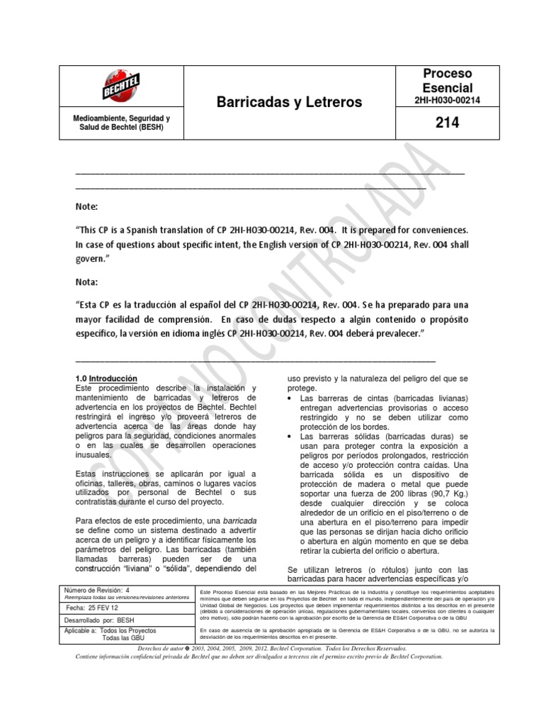CP-214 Barricadas y Letreros | PDF