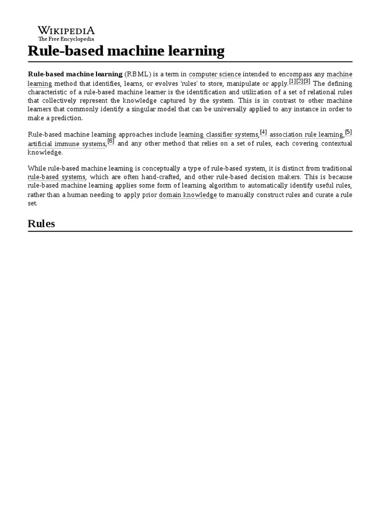 Rule-Based Machine Learning | PDF | Machine Learning | Computer Science