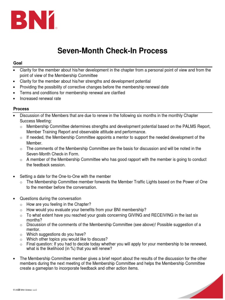 BNI Seven-Month Check-In Process | PDF | Human Communication | Psychology