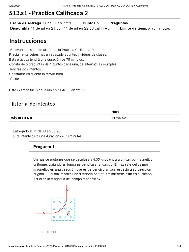 s13.s1 - Práctica Calificada 2_ Calculo Aplicado a La Fisica 2 (8845) | PDF | Física Aplicada e ...