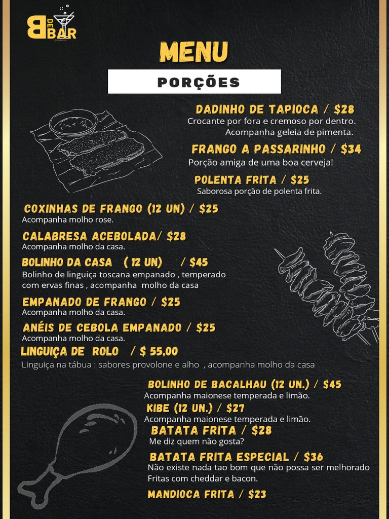 Cardápio Completo para Bares | PDF | Bebidas alcoólicas | Comidas e bebidas