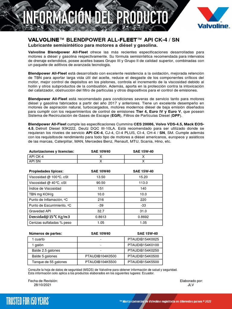 BelndPower All Fleet API CK-4 | PDF | Motor diesel | Motores