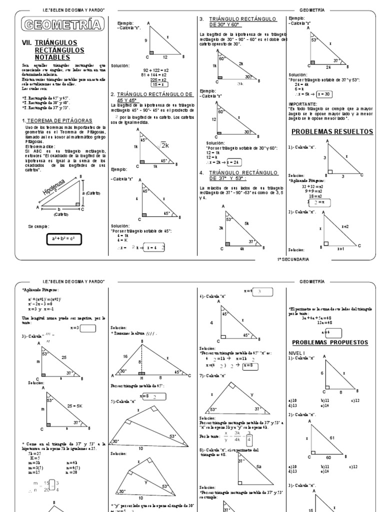 Triangulos Notables | PDF | Triángulo | Geometría Elemental
