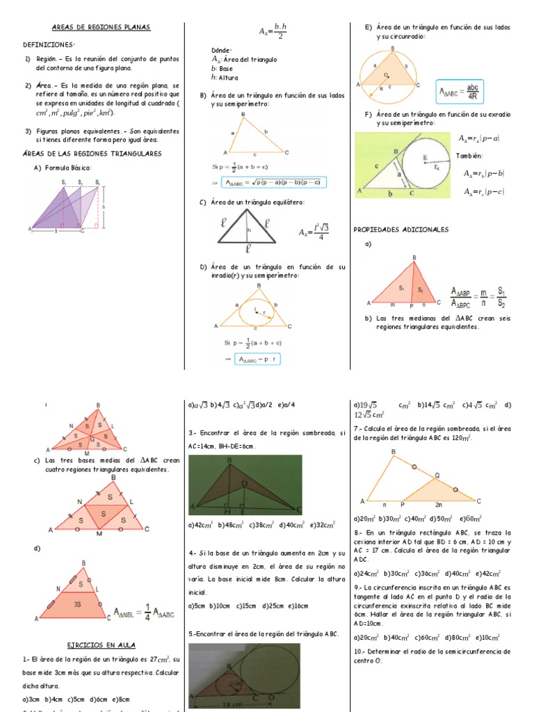 Areas | PDF | Triángulo | Geometría Elemental