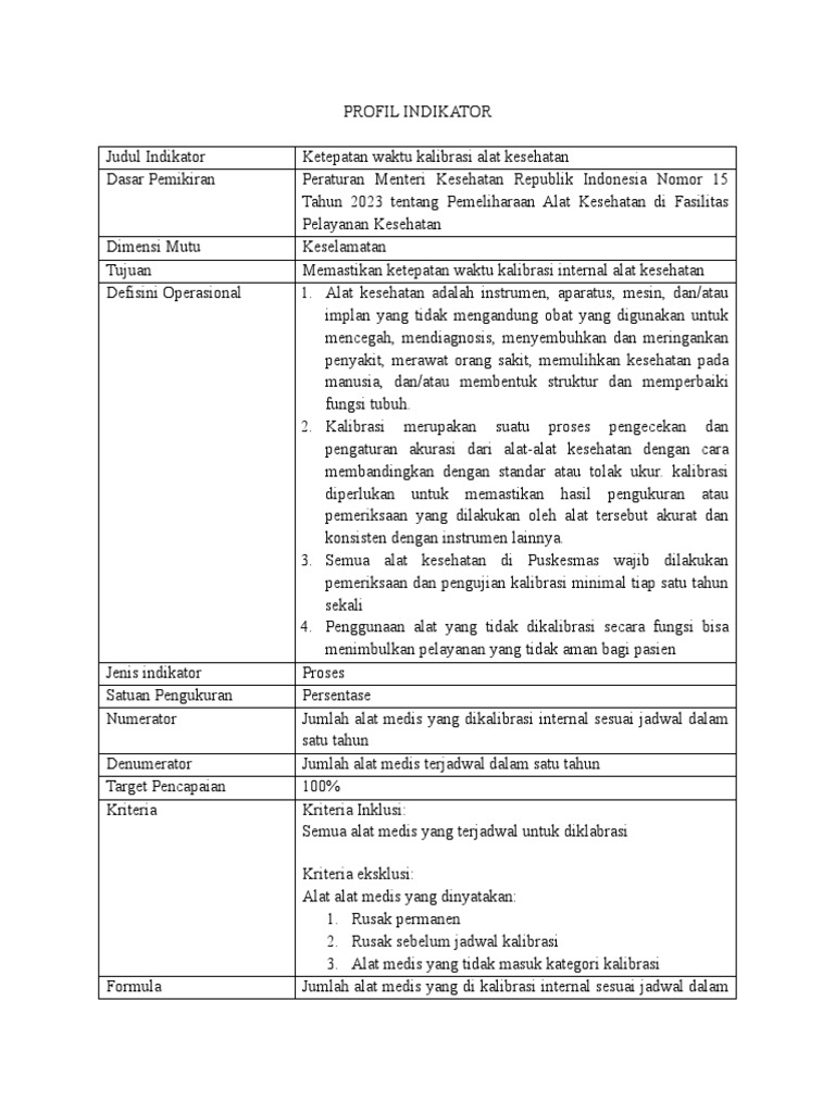 Profil Indikator Sarpras | PDF