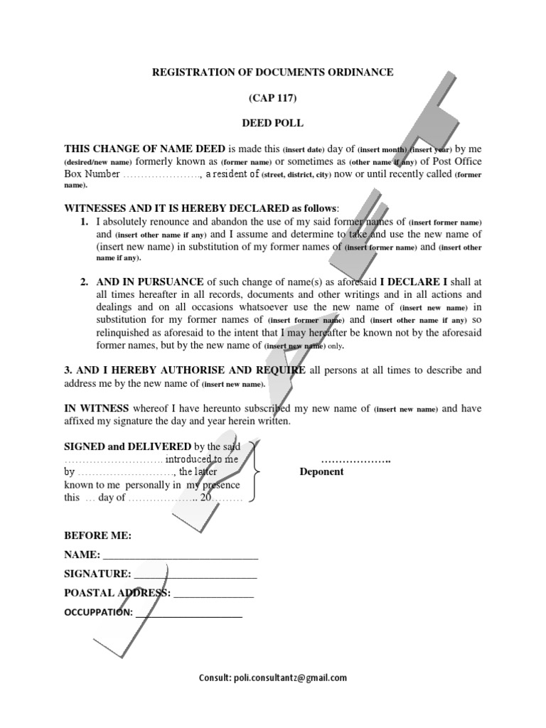 Deed Poll - Main Frame | PDF